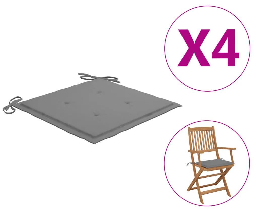 47589 vidaXL Podušky na zahradní židle 4 ks šedé 40 x 40 x 3 cm