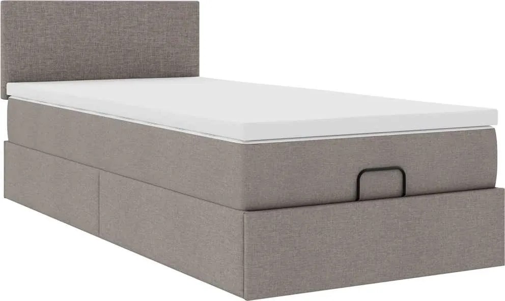 Osmanský postel s matrací taupe 90x200 cm textil 3311349