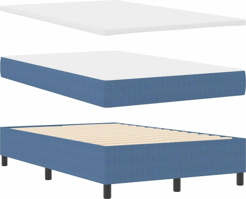 Postel s boxspringem Modrá a bílá 120 x 200 cm Žebrovaná látka 3337460