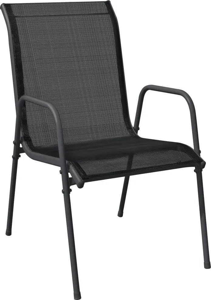 5dílný zahradní jídelní set černý ocel a textilen 3200694