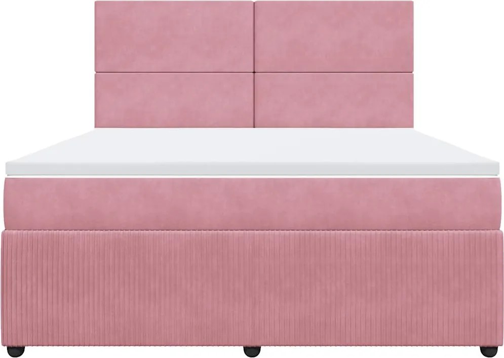 Box spring postel s matrací růžová 180x200 cm samet 3294705