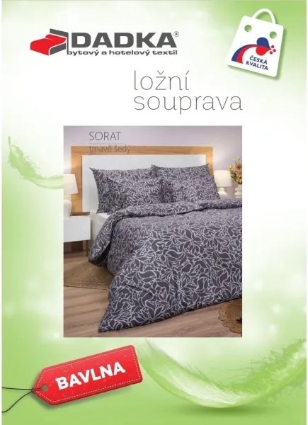 DADKA Bavlněné povlečení Sorat tmavě šedý 140x200, 70x90 cm