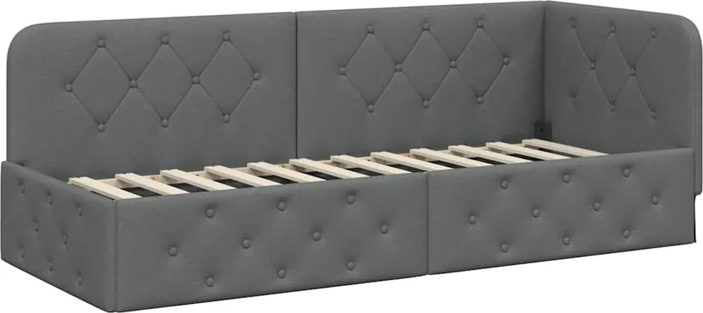 Rohový rám postele Tmavě šedá 80 x 200 cm textil 3394030