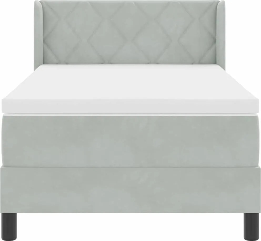 Postel s boxspringem s čelo Světle šedá 200 x 90 cm samet 3341504