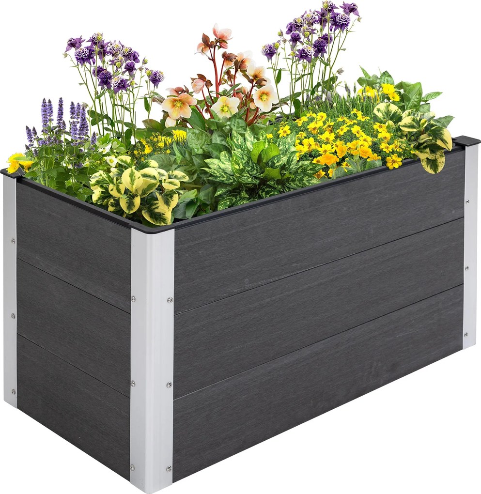 Outsunny Zvedený Záhon z Hliníku, Zahradní Záhon S Studeným Rámem, Květinový Box Odolný Vůči Počasí, Bez Spodní části, Roste Box 100x50x55,5cm pro Ter