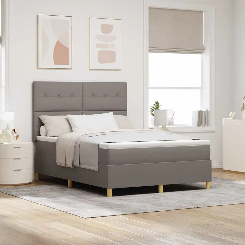 Postel s boxspringem s čelo Taupe 140 x 200 cm textil 3339627