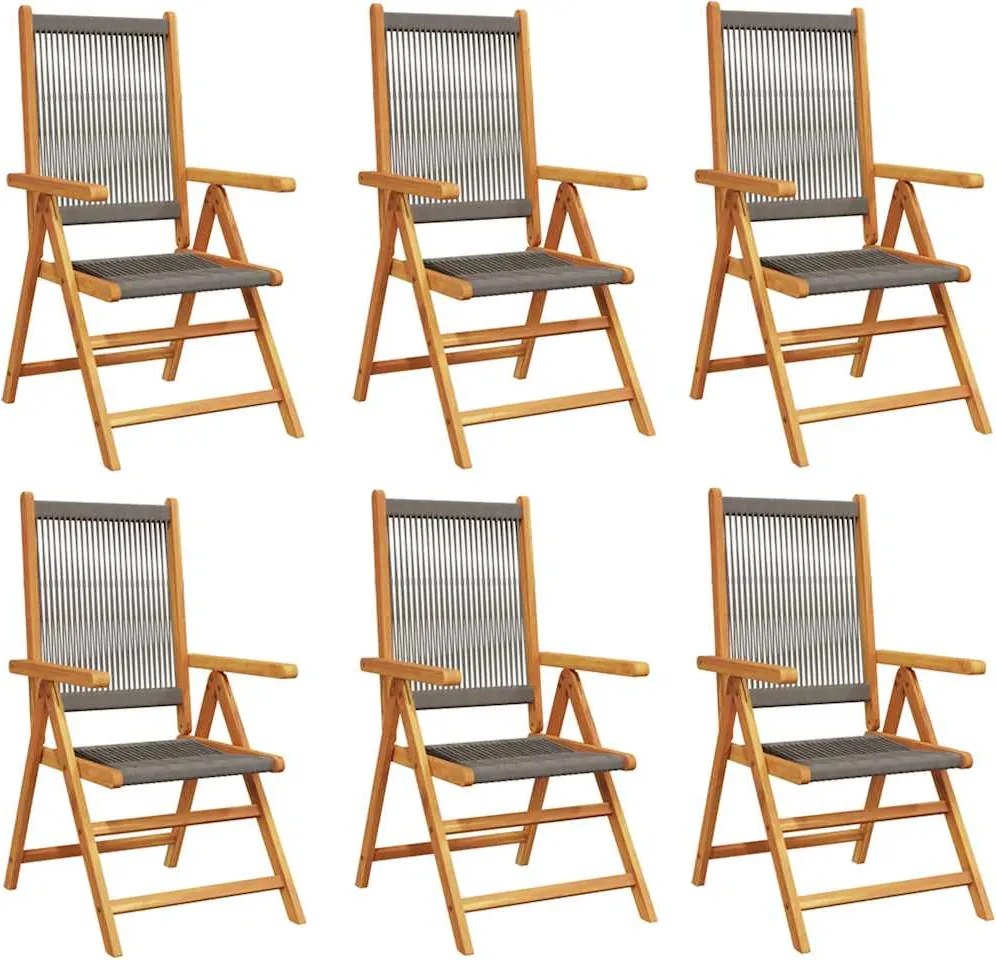 Skládací polohovací křesla 6 ks, šedá, masivní akácie 3214533