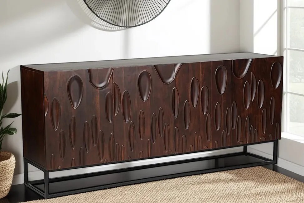 Designová 3D komoda Drop z akáciového masivu 175cm