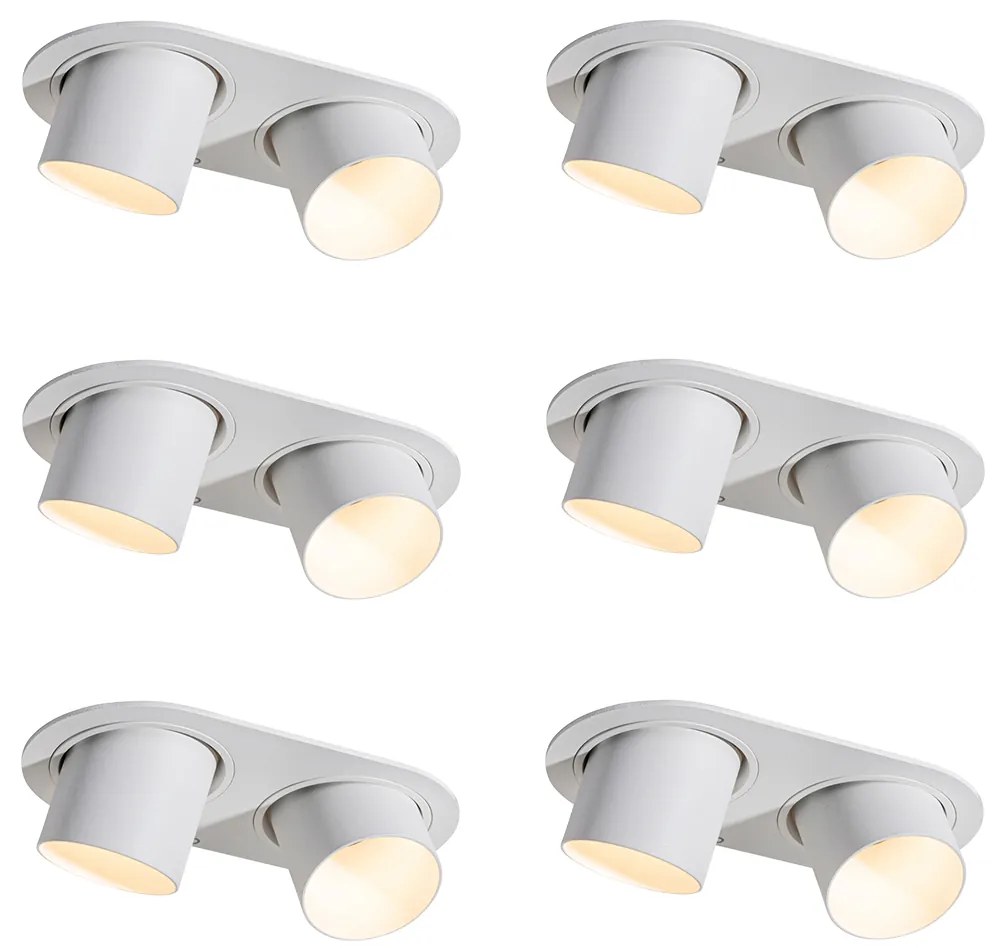 Sada 6 bílých vestavných bodových svítidel GU10 50mm - Installa