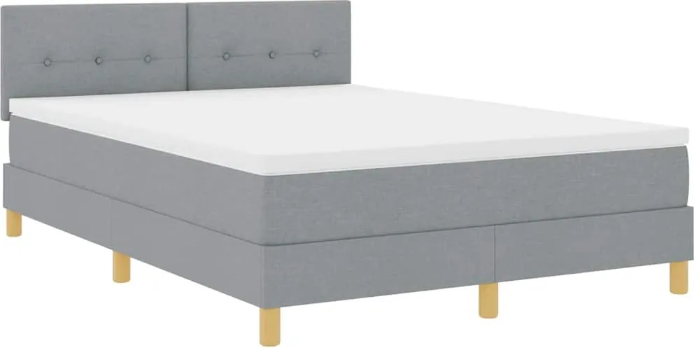 Postel s boxspringem s čelo Světle šedá 140 x 190 cm textil 3338916