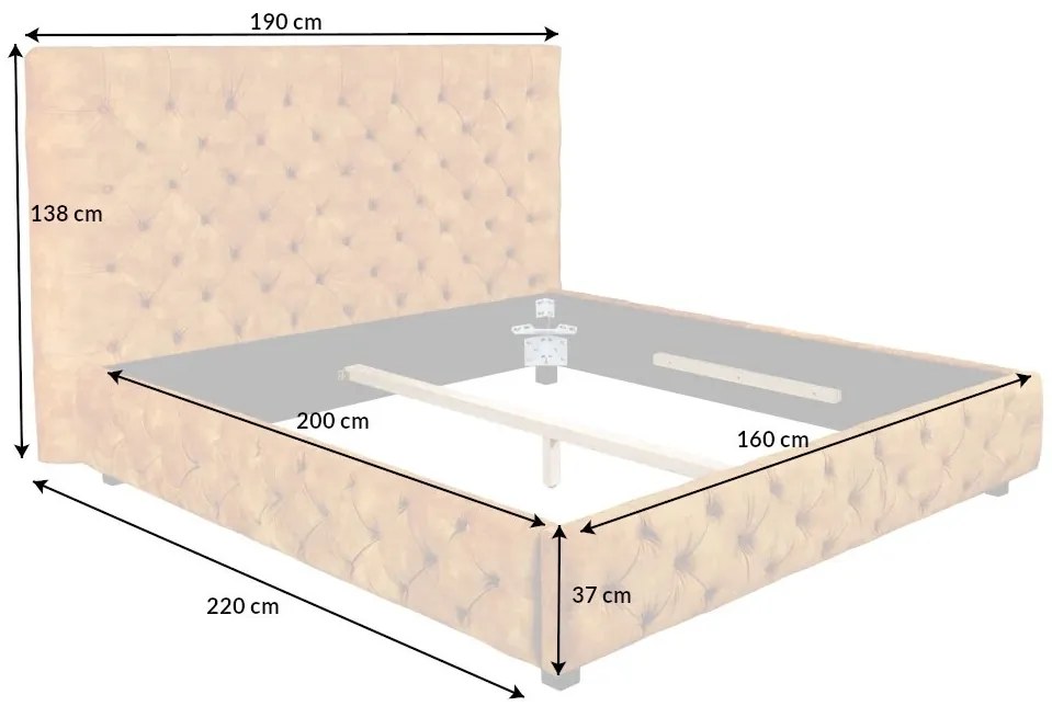 Designová postel Laney 160 x 200 cm hořčicový samet