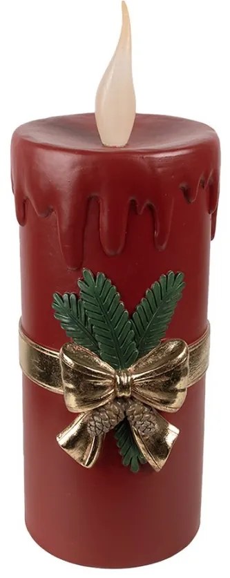 Vínová vánoční svíčka se zlatou mašlí Red Candle - 17*18*44 cm