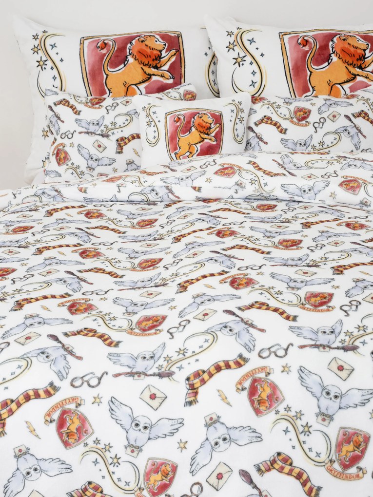 MK Lůžkoviny Francouzské mikroplyšové povlečení Harry Potter - Nebelvír bílé 220 × 200 cm, 2ks 70 x 90 cm