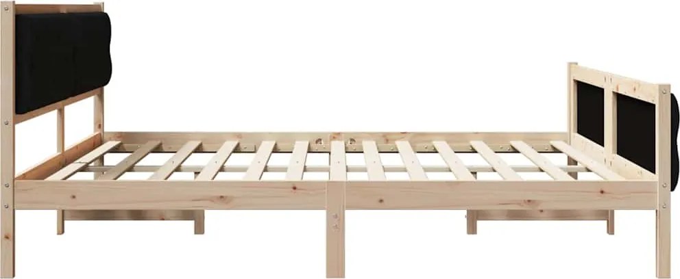 Rám postele s čelo Černá 200 x 200 cm Masivní borové dřevo 3394270