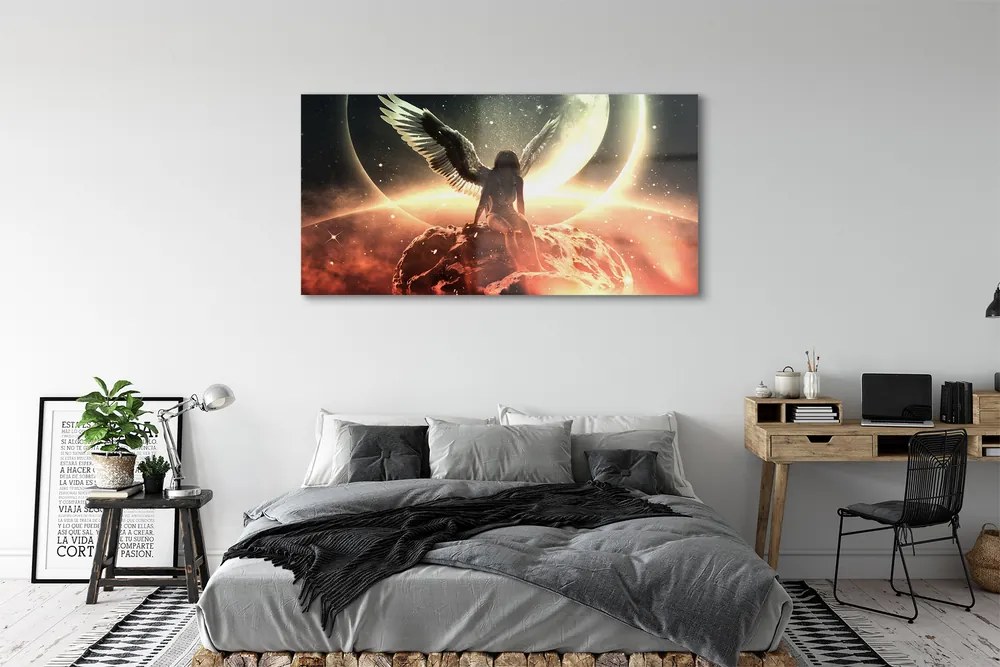 akrylový obraz Ženského křídla meteorit měsíc 140x70 cm