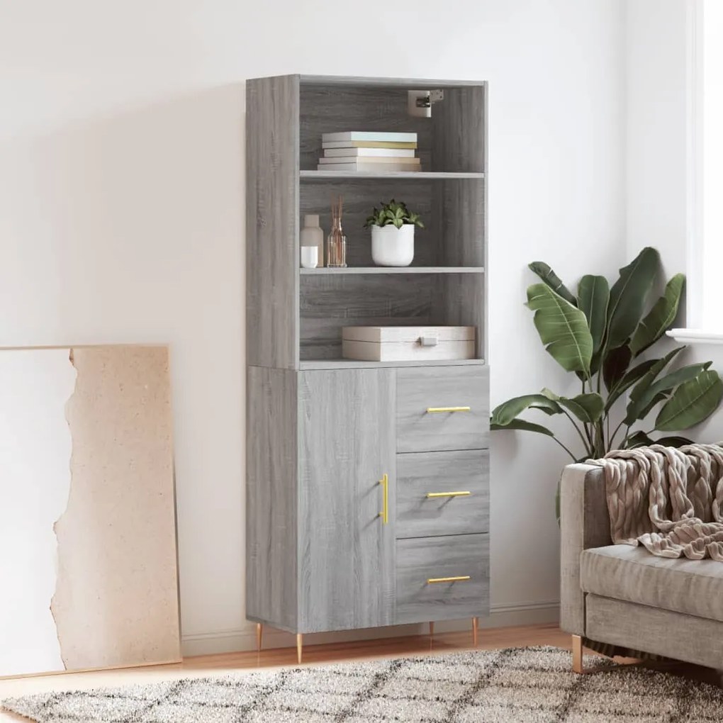 Skříň highboard šedá sonoma 69,5 x 34 x 180 cm kompozitní dřevo