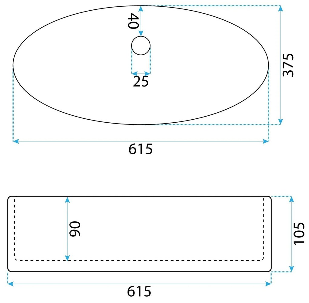 Keramické umyvadlo na desku REA ADRIANA bílé, lesk