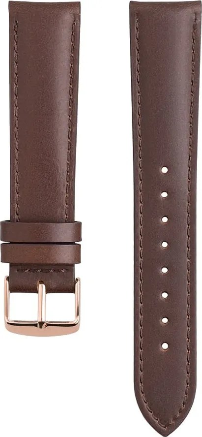MPM Elegantní ručně prošívaný kožený řemínek RB.13254 (20 mm) – tmavě hnědý