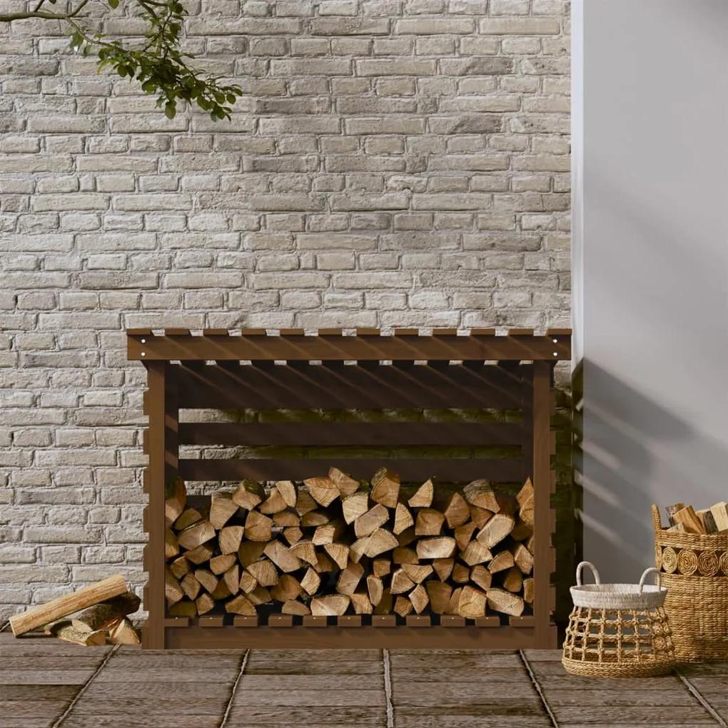 Stojan na dřevo medově hnědý 108 x 73 x 79 cm masivní borovice - Default Title