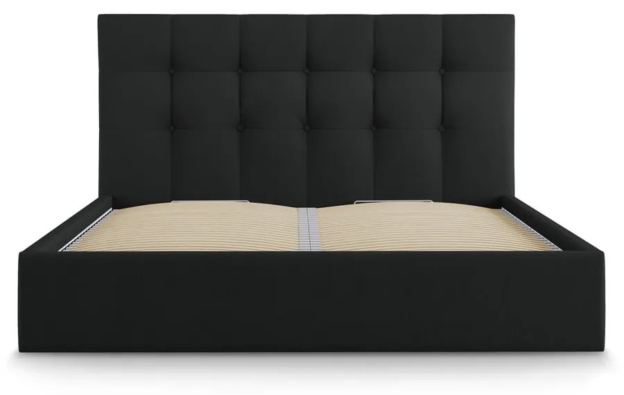 Černá čalouněná dvoulůžková postel s úložným prostorem s roštem 180x200 cm Nerin – Mazzini Beds