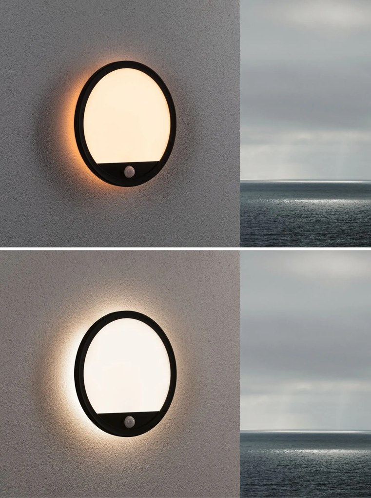 P 94708 LED venkovní panel Lamina Backlight pohybové čidlo neláká hmyz IP44 kruhové 280mm CCT 14W 230V černá umělá hmota - PAULMANN
