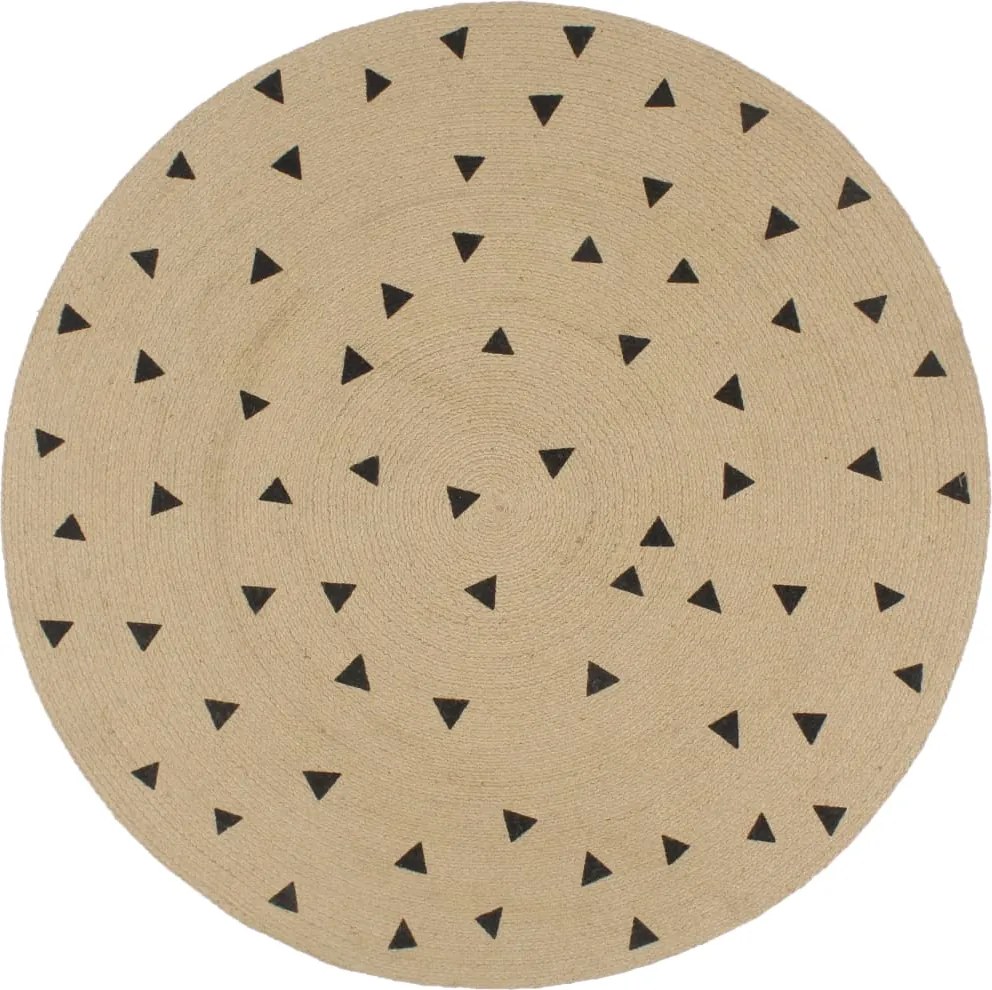 Ručně vyrobený koberec z juty s trojúhelníkovým potiskem | 90 cm