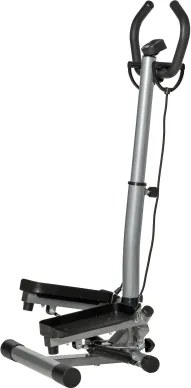 HOMCOM stepper s výškově nastavitelnou rukojetí, LCD monitorem a elastickými pásy, 55x53x118-128cm, Černá
