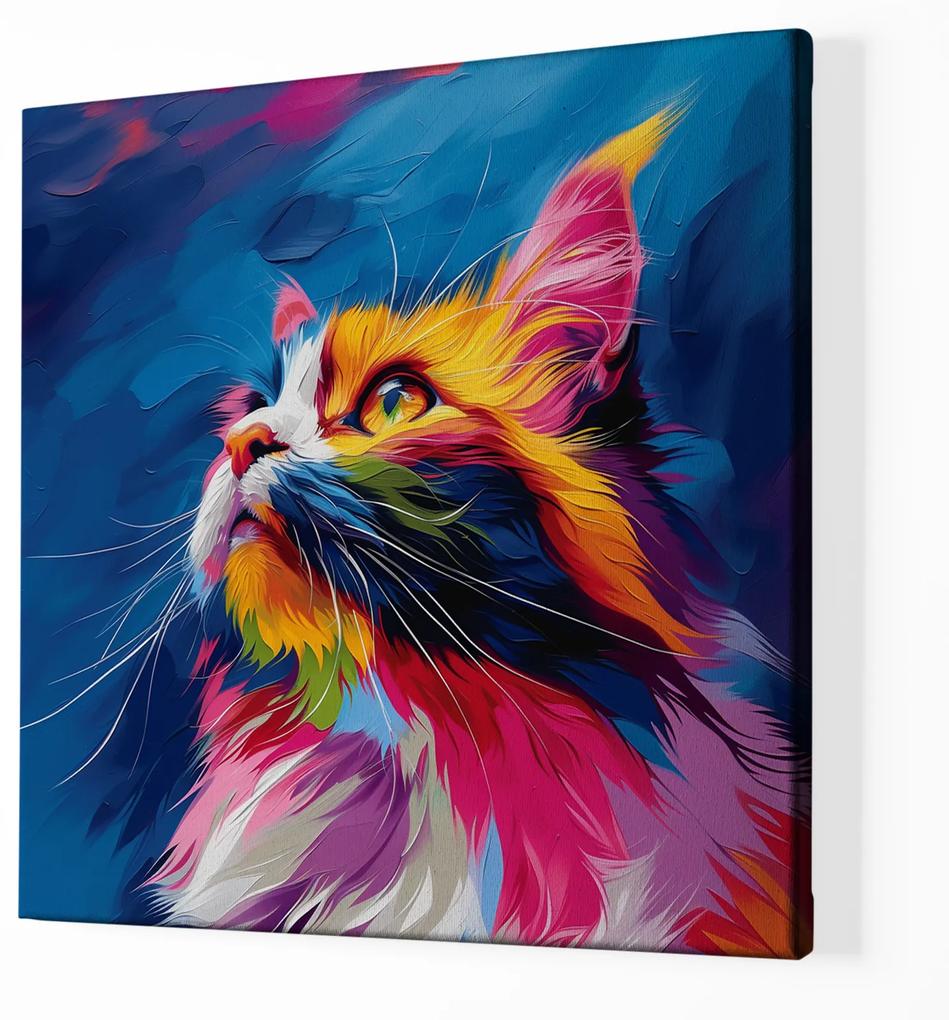 Obraz na plátně - Kočka pozoruje nebe FeelHappy.cz Velikost obrazu: 140 x 140 cm
