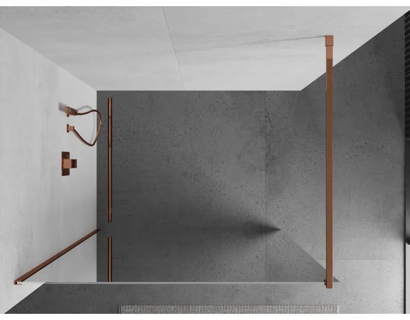 Mexen Kioto sprchová zástěna 80x200 cm 8 mm, profil růžové zlato, sklo efekt zrcadla, 800-080-101-60-50