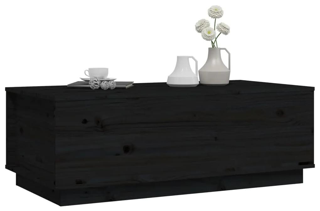Konferenční stolek černý 100x50x35 cm masivní borové dřevo - Default Title