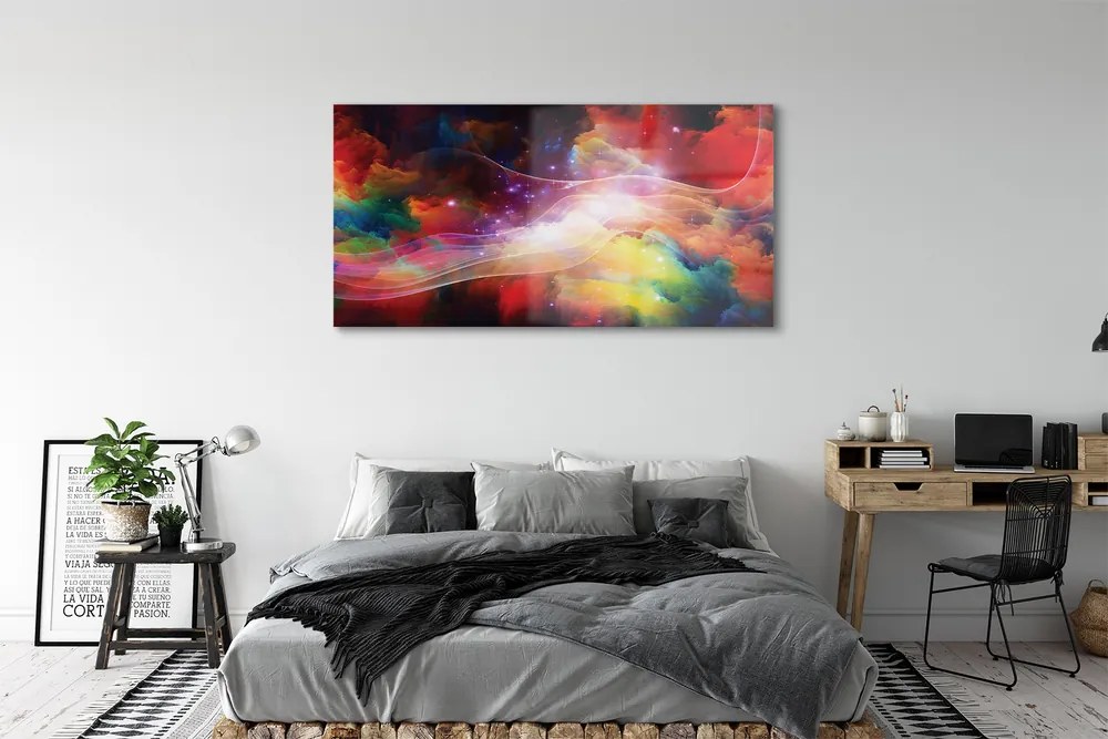 akrylový obraz Fraktály abstraktní vlna 140x70 cm