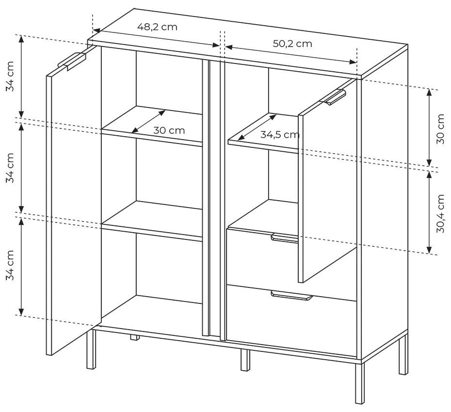 LARS a | komoda 2D2S | 123,4 cm | antracit
