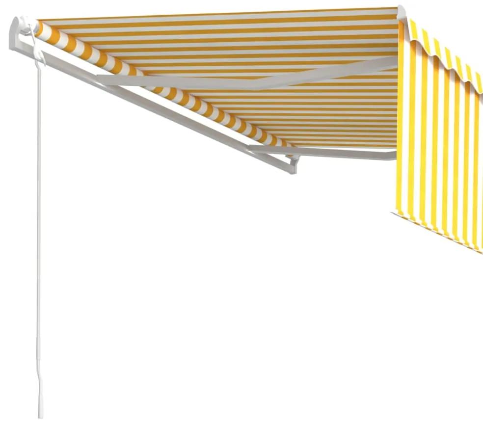 vidaXL Automatická zatahovací markýza s roletou 4 x 3 m žlutobílá