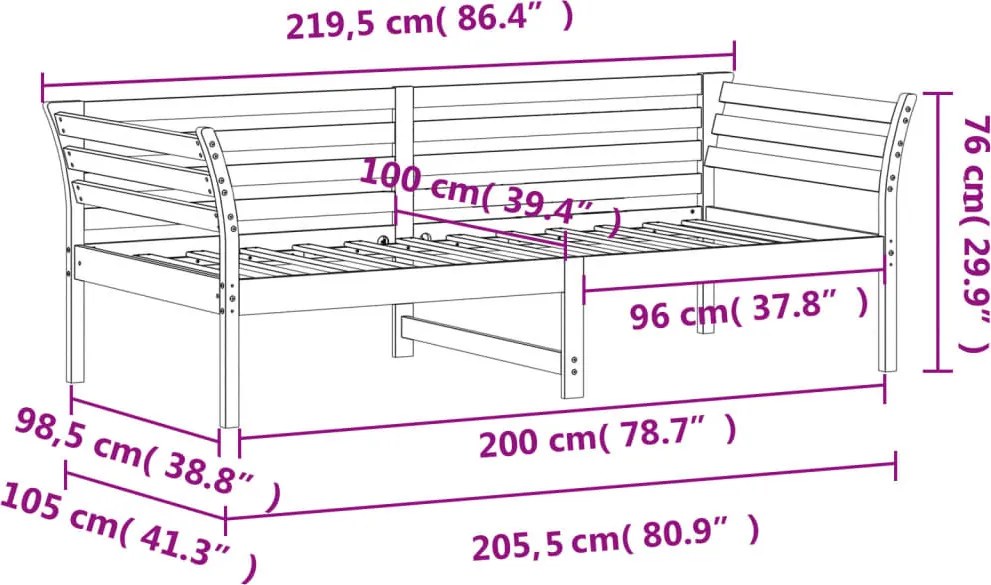 vidaXL Válenda 100 x 200 cm masivní borové dřevo [842877] Barva: Přírodní