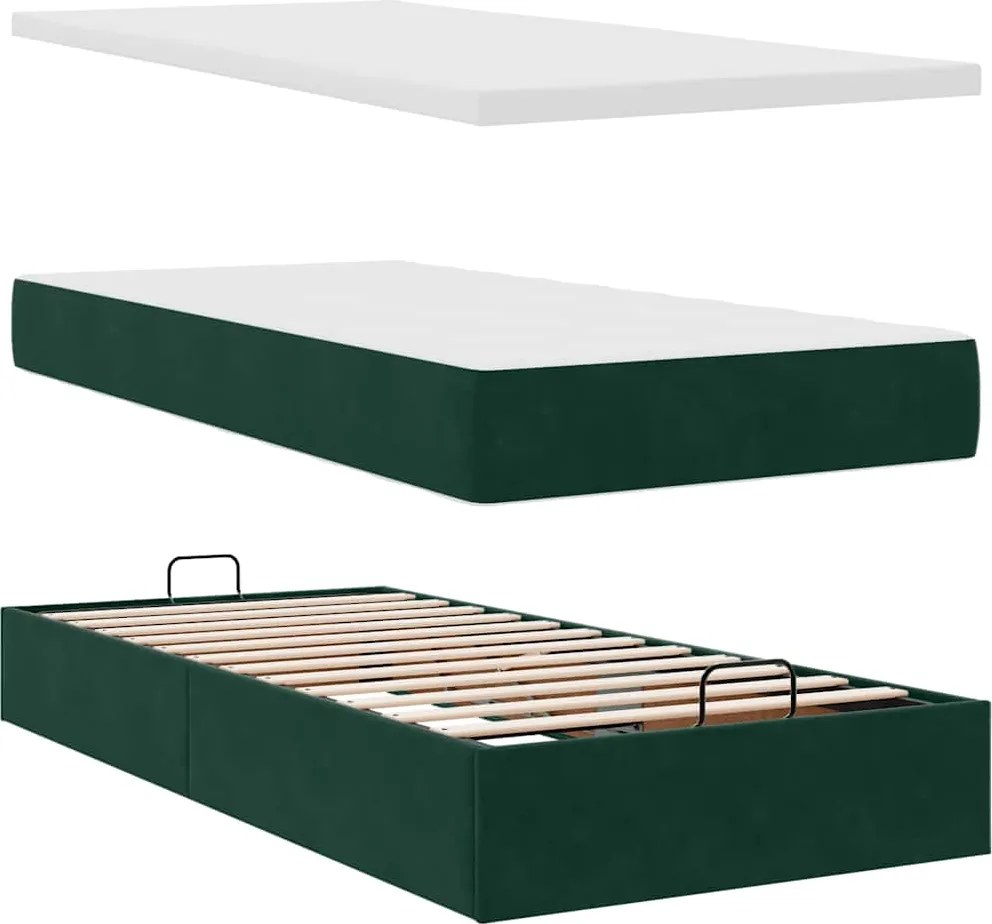 Osmanský rám postele s matrací tmavě šedá 80x200cm samet 3311810