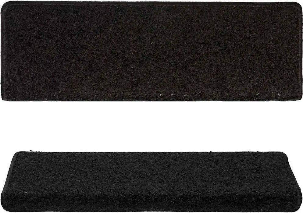 Schodové rohože 15 ks 65 x 21 x 4 cm černé s obdélníkovým okrajem 134576