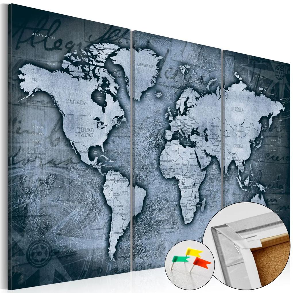 Murando DeLuxe Mapa na korkové tabuli - modré kontinenty Velikost: 120x80 cm