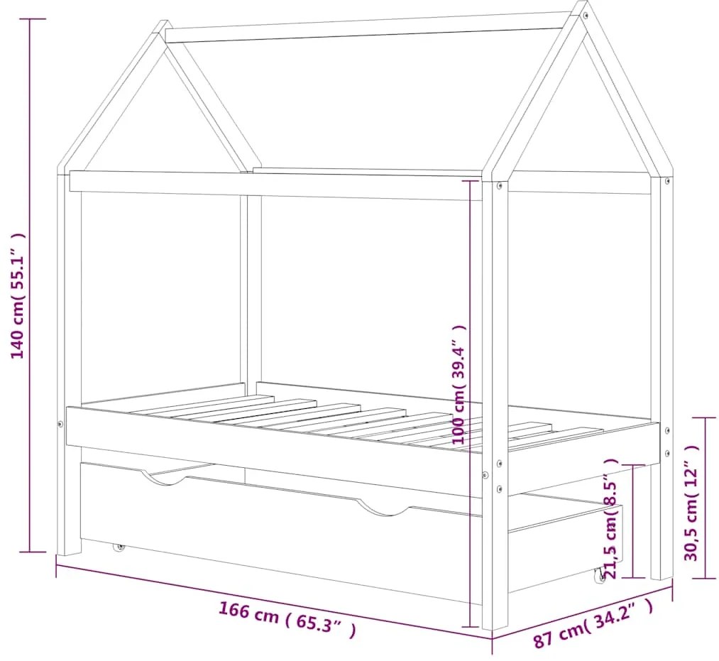 vidaXL Marketos Rám dětské postele se zásuvkou tmavě šedý borovice 80 x 160 cm