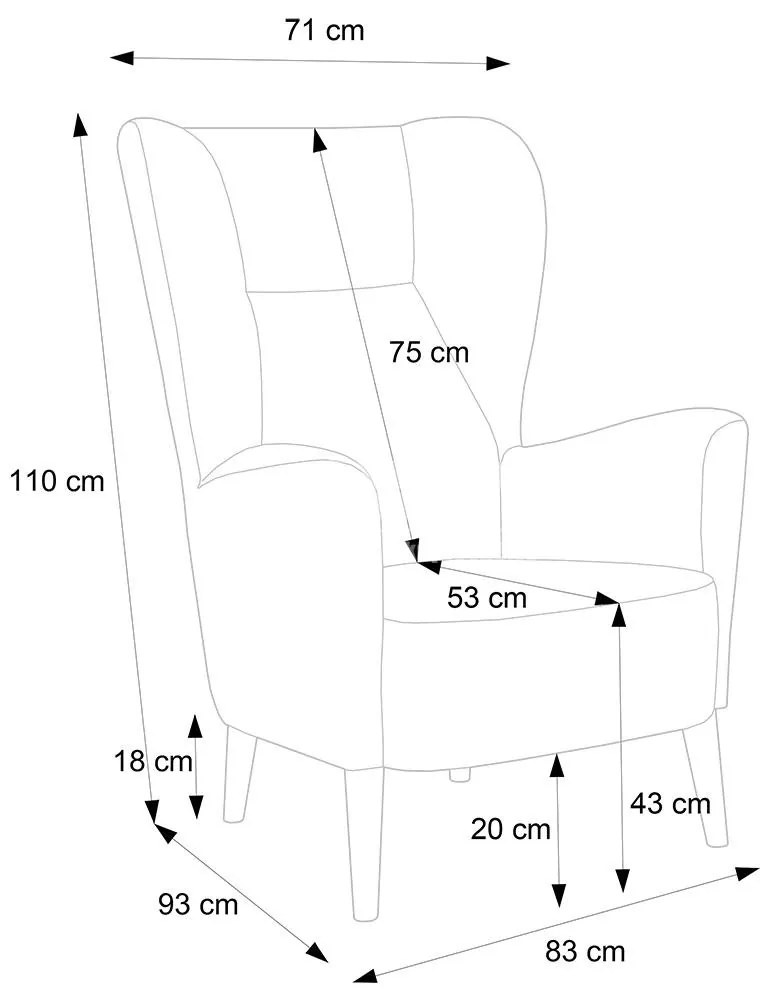 VÝPRODEJ - Křeslo NOEL - šedomodré / černé nožičky