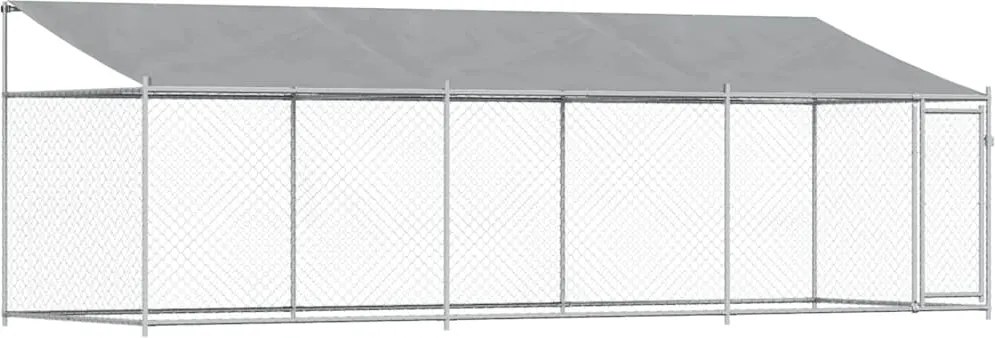 Klec pro psy se střechou a dvířky šedá 6x2x2 m pozinkovaná ocel 3209569
