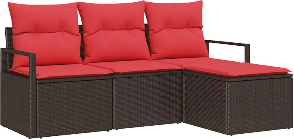 Set pohovek 4 ks Hnědá polyratan 3346334