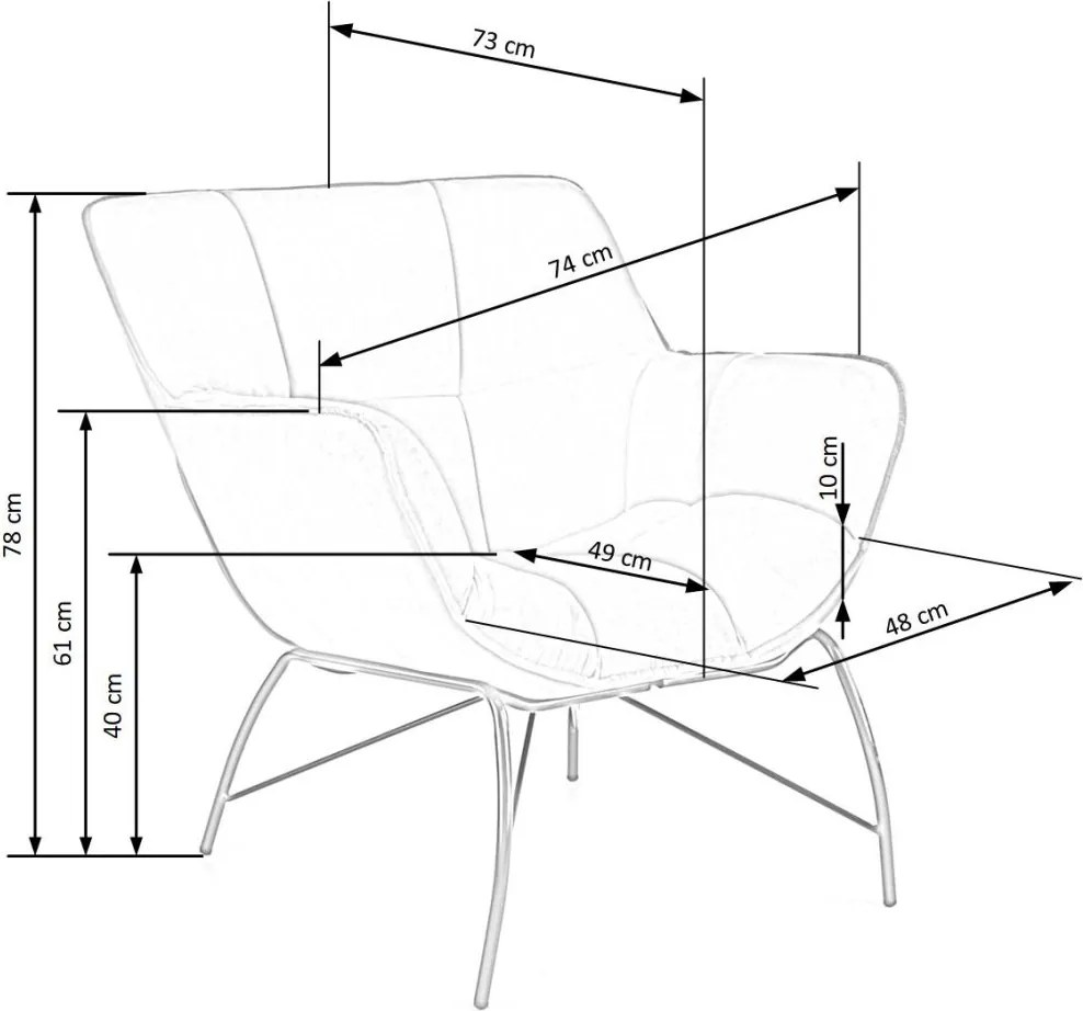 Designové křeslo BELTON — kov, látka, zelená