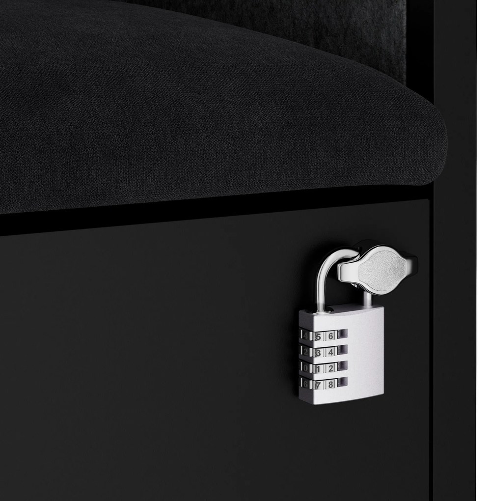 Kancelářská akustická kabina se sedátkem a USB-C portem, korpus černý / sedák tmavě šedá, 1150 mm: SALLY MentalBox
