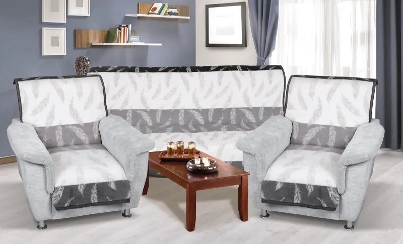 Bellatex Souprava Karmela PLUS 3+1+1 1ks 150x200 cm 2ks 65x150 cm Peříčko