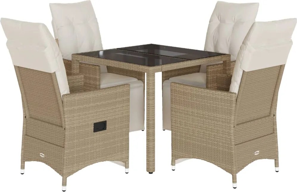 5dílný zahradní bistro set s poduškami béžový polyratan 3276938