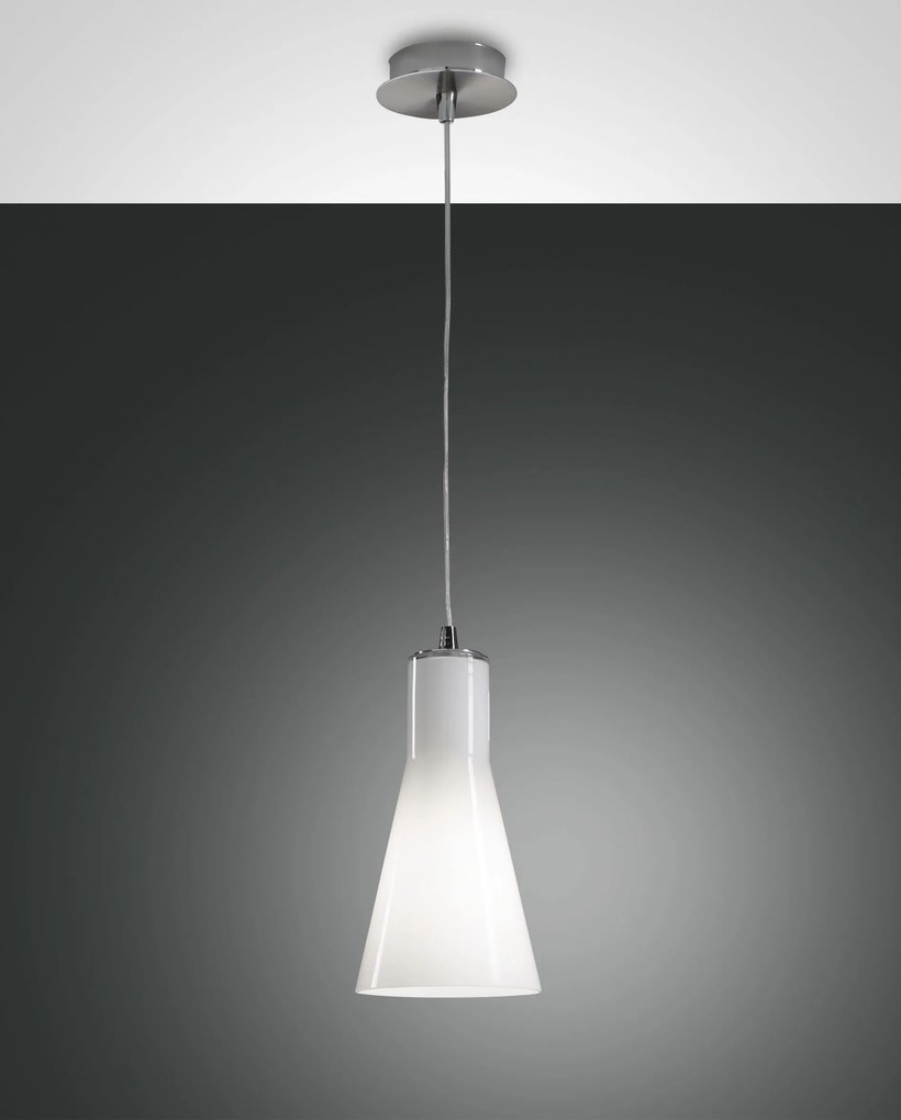 Fabas luce Fabas Diana, závěsné svítidlo, 1x75W, bílé stínítko, prům. 14cm
