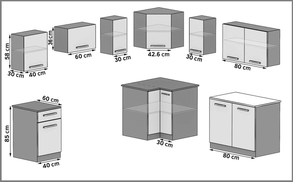 Kuchyňská linka Belini 360 cm bílý mat s pracovní deskou Lidiauniqa2 TOR LIDIAUNIQA2/4/WT/WT/0/B1