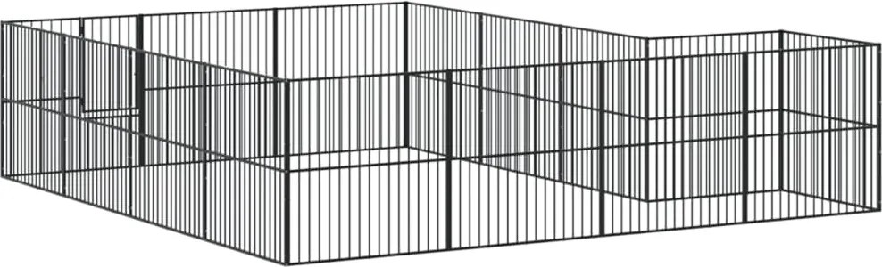 Ohrádka pro psy 16 panelů černá pozinkovaná ocel 3209559