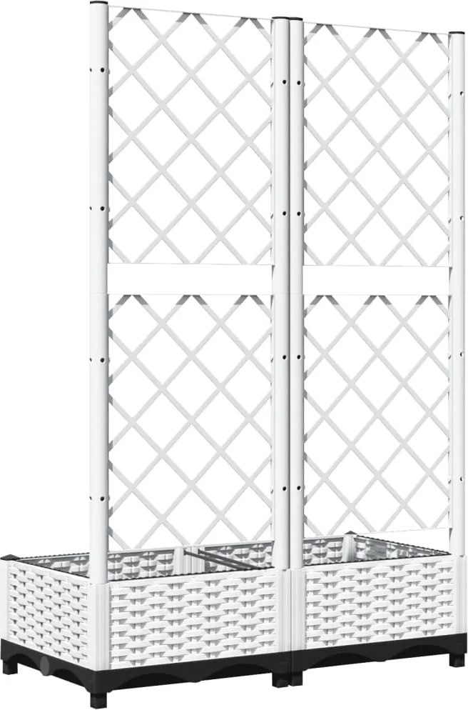 Zahradní truhlík s treláží bílý 80 x 40 x 121,5 cm PP 153281