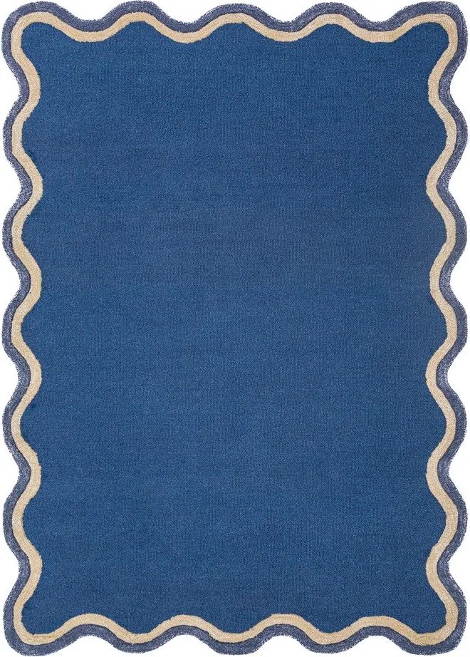 Tmavě modrý ručně tkaný koberec s příměsí vlny 200x290 cm Rivo Wool – Flair Rugs